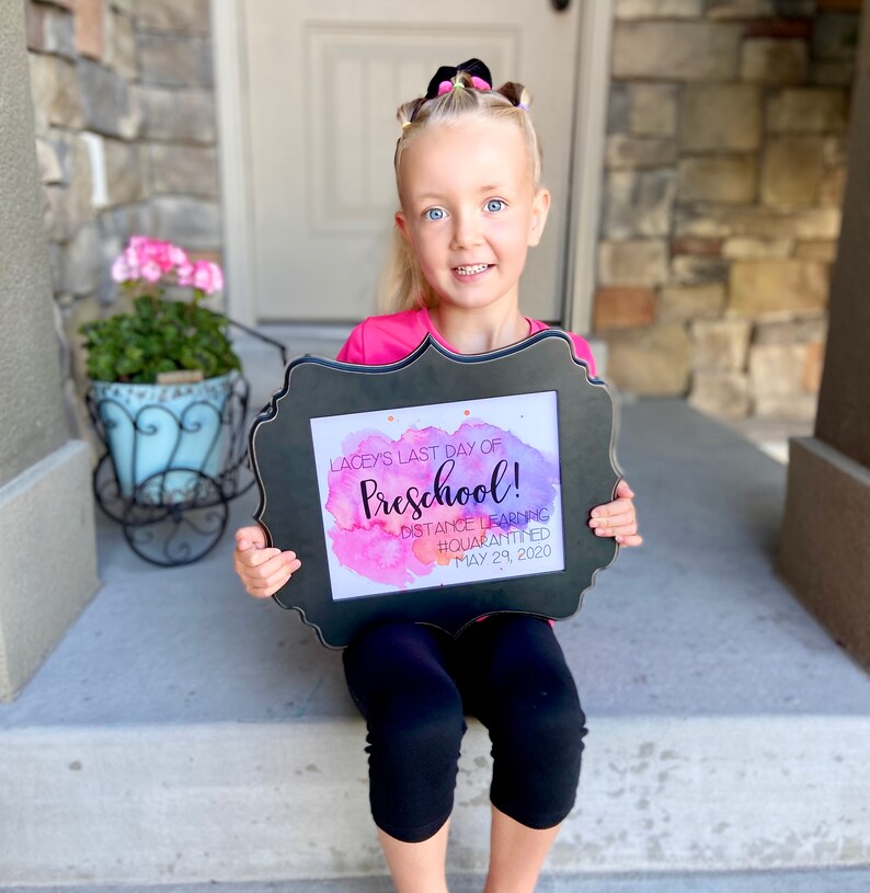 First Day of School Sign, Third Grade, Watercolor, First Day Sign, Pink ...