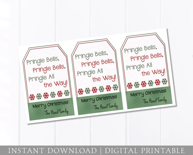 Christmas Gift Tag / Pringle Bells / Neighbor Gift / - Etsy