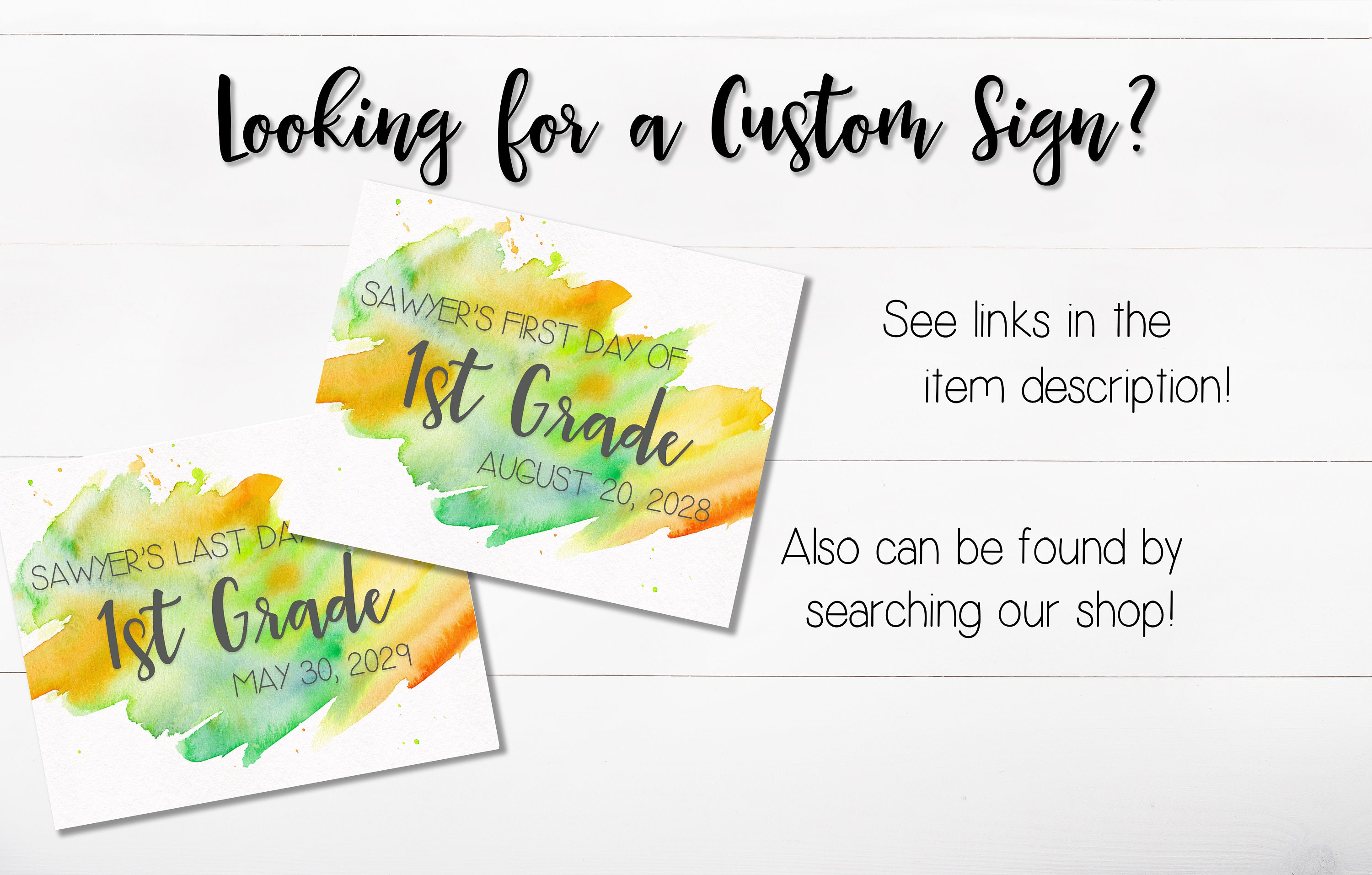 First Day of School Sign / 6th Grade / Watercolor / Yellow | Etsy