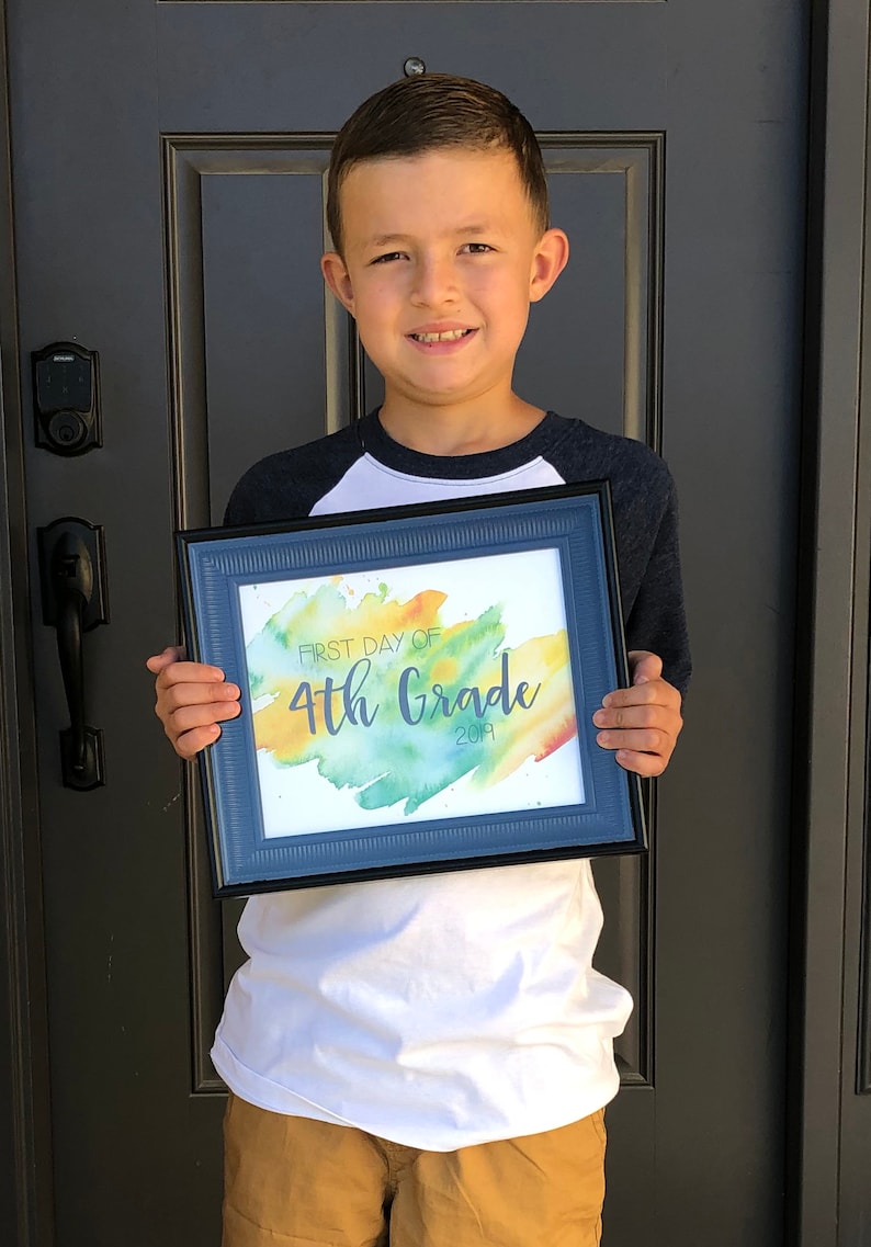 First Day of School Sign / Preschool / Watercolor / Green | Etsy