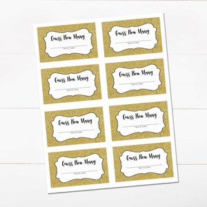 Guess How Many Game - DIGITAL Printable PDF - Gold Sparkle - Baby ...