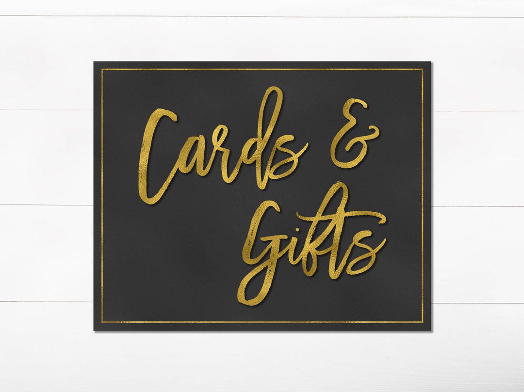 Cards & Gifts Printable Chalkboard Sign - Wedding Sign Gold - Digital ...