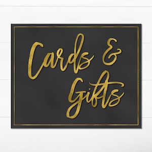 Cards & Gifts Printable Chalkboard Sign - Wedding Sign Gold - Digital ...