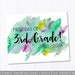 First Day of School Sign 3rd Grade Watercolor Green Purple - Etsy