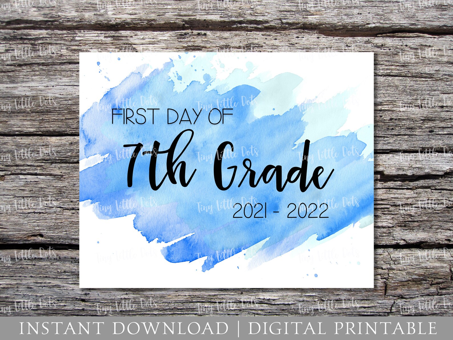 First Day of School Sign / 7th Grade / Watercolor / First Day | Etsy