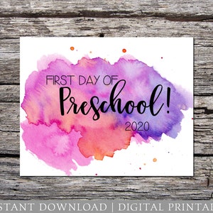 First Day of School Sign / Preschool / Watercolor / First Day | Etsy