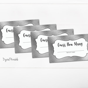 Guess How Many Game - DIGITAL Printable PDF DIY - Silver - Baby Shower ...