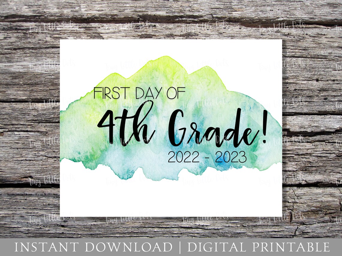 First Day of School Sign / 4th Grade / Watercolor / Yellow - Etsy