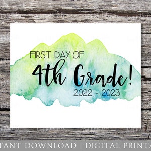 First Day of School Sign / 4th Grade / Watercolor / Yellow - Etsy