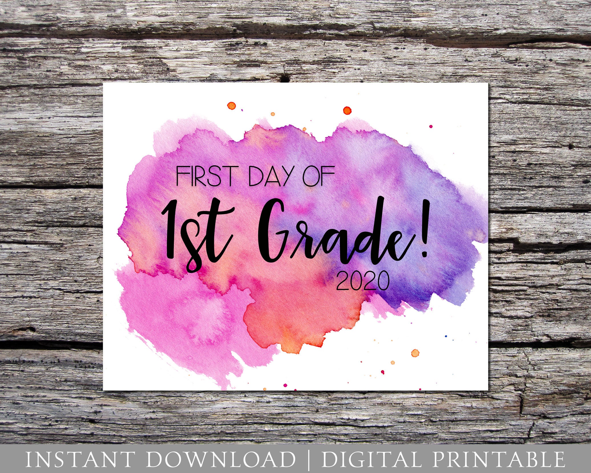 First Day of School Sign / First Grade / Watercolor / First | Etsy