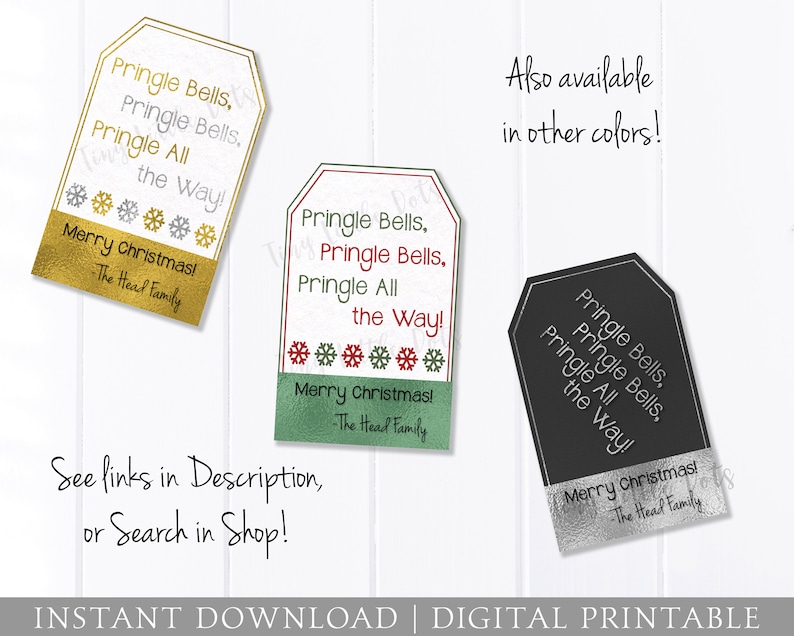Christmas Gift Tag Pringle Bells Neighbor Gift Red Green - Etsy