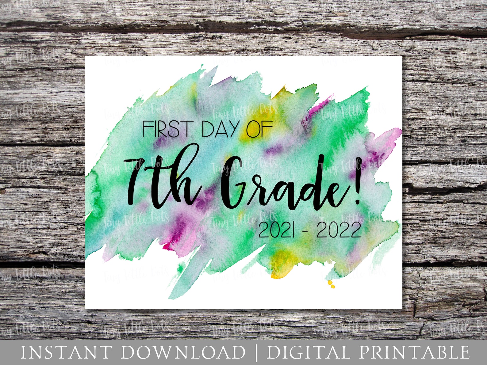 First Day of School Sign / 7th Grade / Watercolor / Green - Etsy