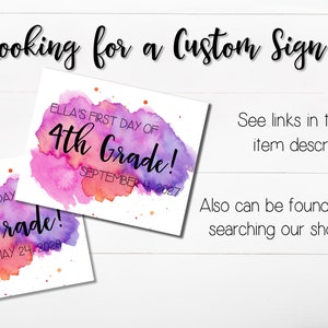 Last Day of School Sign, 7th Grade, Watercolor, Last Day Sign, Pink ...