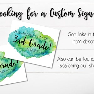 First Day of School Sign, 3rd Grade, Watercolor, Green, Blue, Third ...
