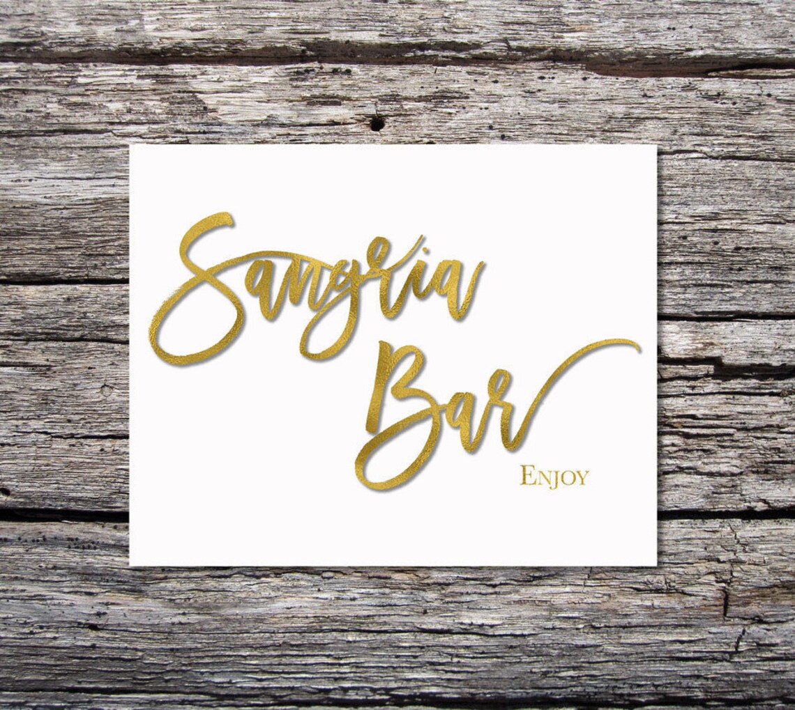 Sangria Bar Printable Sign Wedding Sign Gold Digital - Etsy