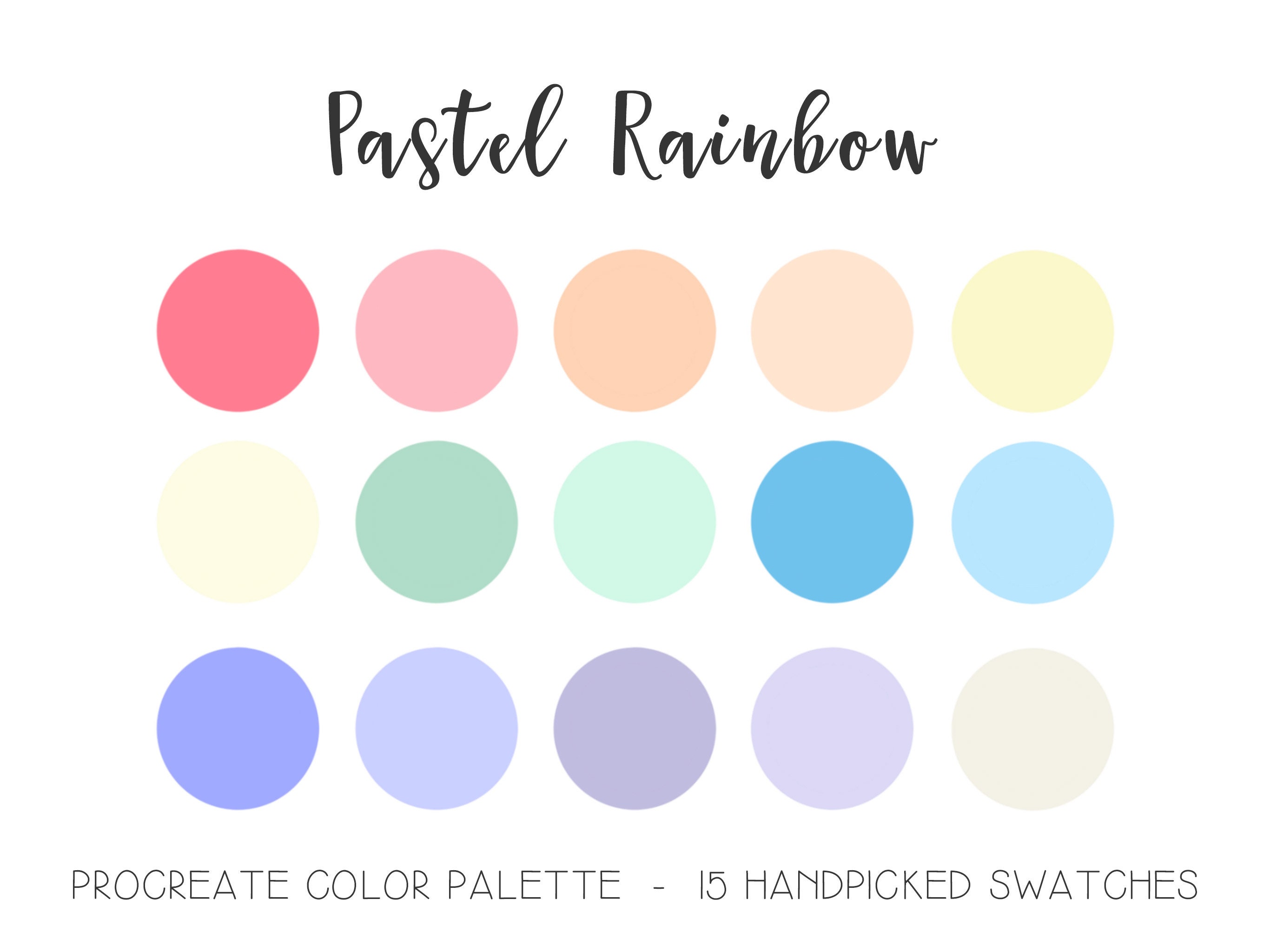 Pastel Rainbow Palette Procreate Color Palette Red Orange | Etsy