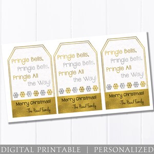 Christmas Gift Tag, Pringle Bells, Personalized Neighbor Gift, Easy ...