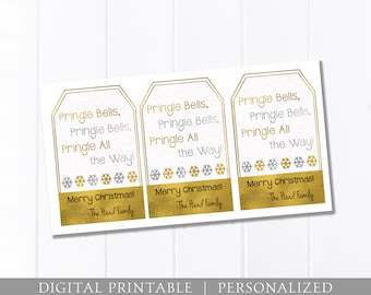Christmas Gift Tag, Pringle Bells, Personalized Neighbor Gift, Clever ...