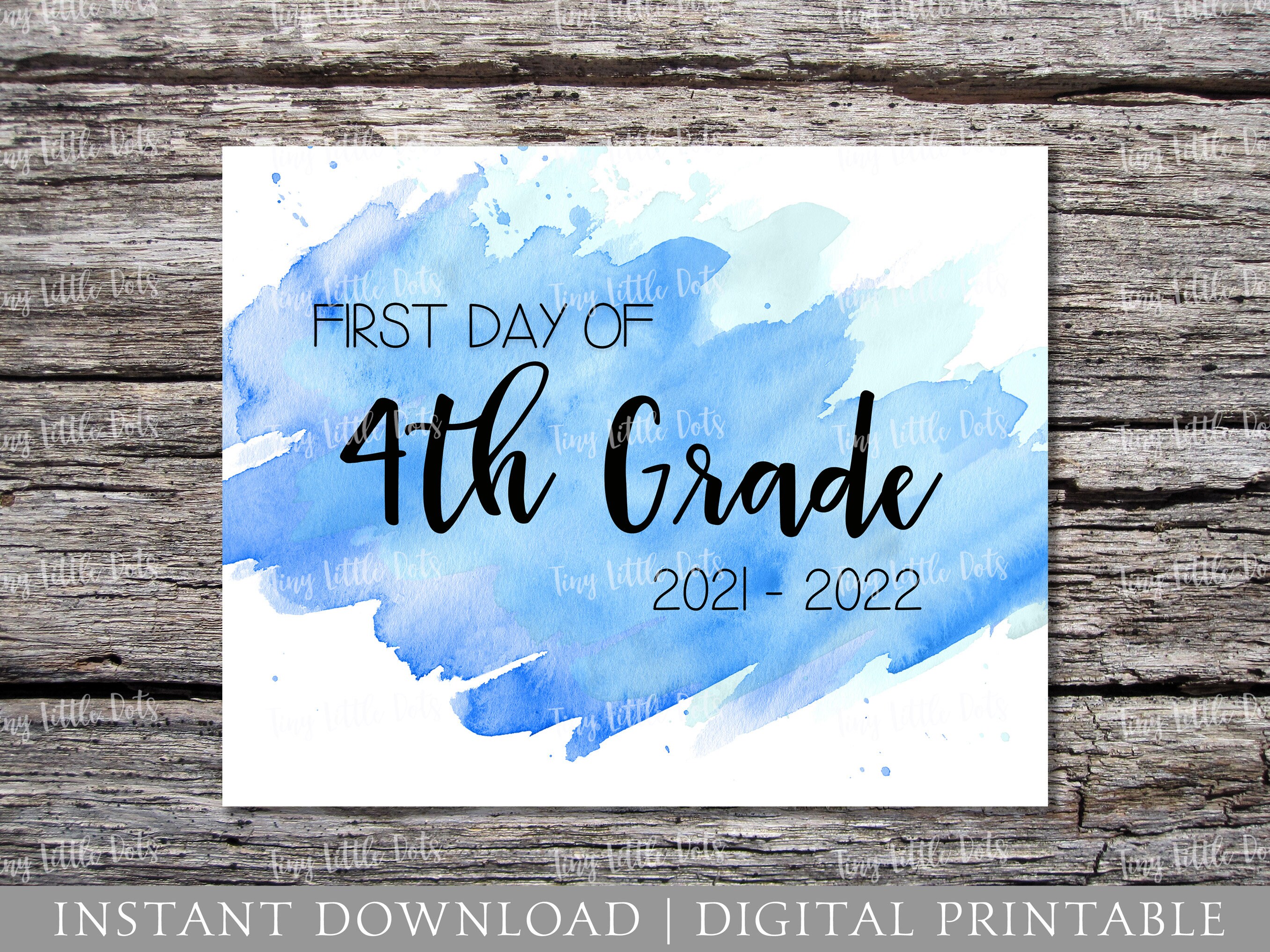 First Day of School Sign / 4th Grade / Watercolor / First Day | Etsy