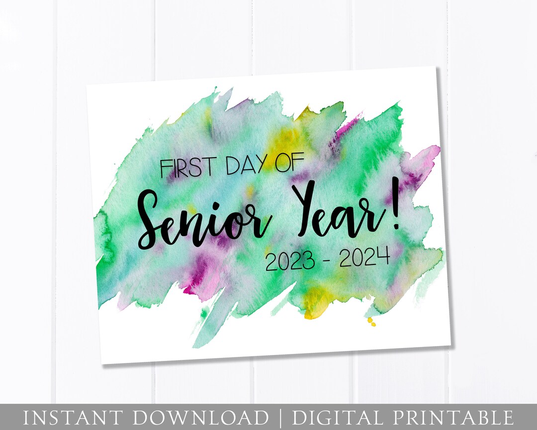 First Day of School Sign Senior Year Watercolor Purple - Etsy