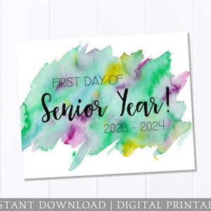 First Day of School Sign Senior Year Watercolor Purple - Etsy
