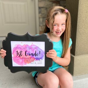 First Day of School Sign, 8th Grade, Watercolor, First Day Sign, Pink ...