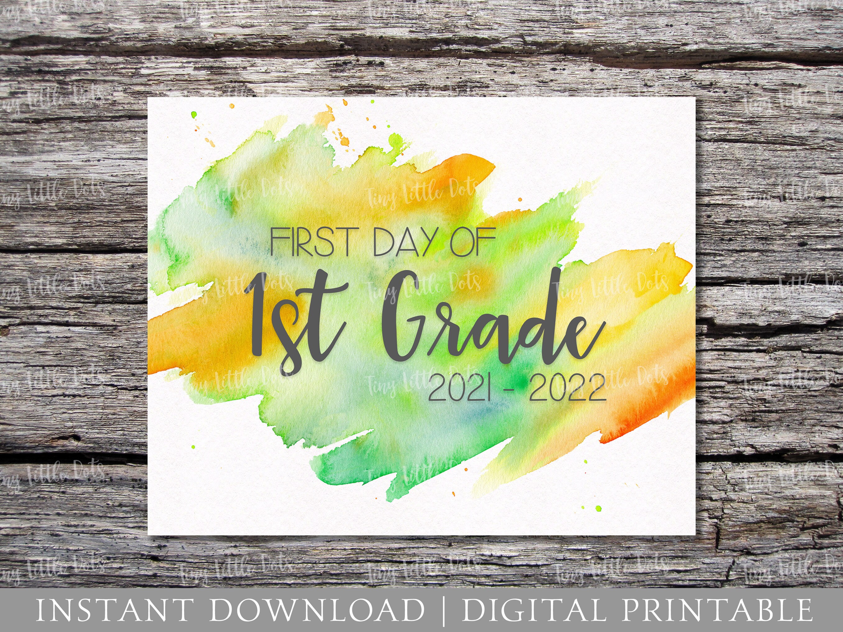 First Day of School Sign / 1st Grade / Watercolor / Yellow | Etsy