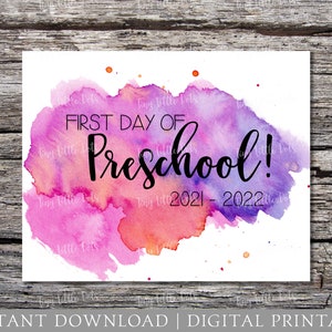 First Day of School Sign / Preschool / Watercolor / First Day | Etsy