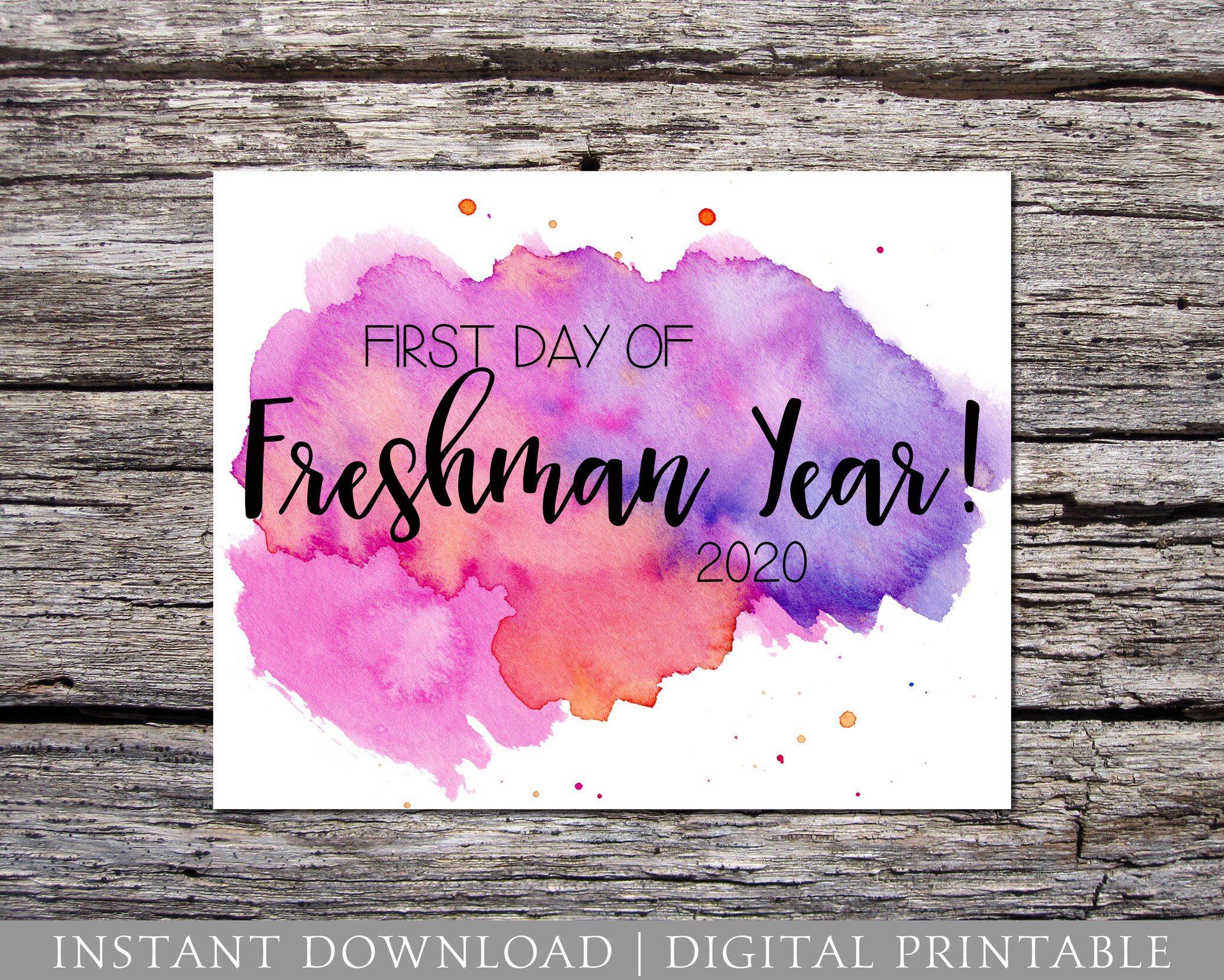 First Day of School Sign / Freshman Year / Watercolor / First | Etsy