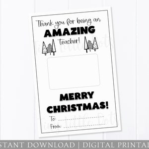 Teacher Christmas Gift Card, Amazing Teacher Gift, DIGITAL Printable ...