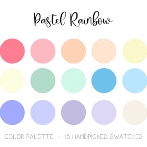 Pastel Color Palette, Rainbow, Pastel Shades, Procreate Swatches, Red ...