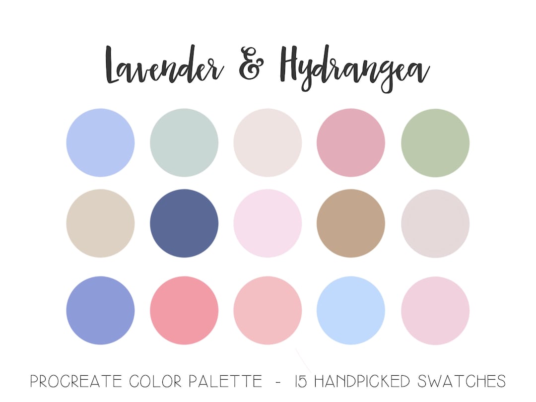 Lavender Color Palette, Procreate Swatches, Shades of Purple Pink Green ...