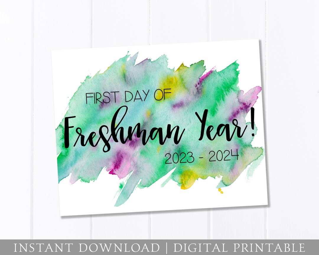 First Day of School Sign Freshman Year Watercolor Green - Etsy