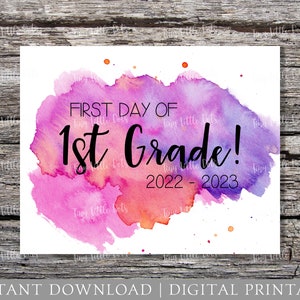 First Day of School Sign / First Grade / Watercolor / First - Etsy
