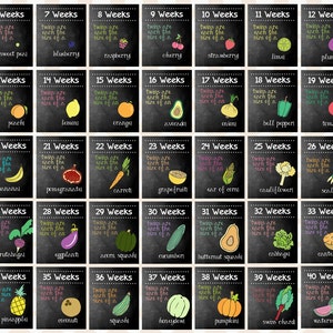 Twins Weekly Pregnancy Chalkboard Baby is the Size of A.... Every Week ...