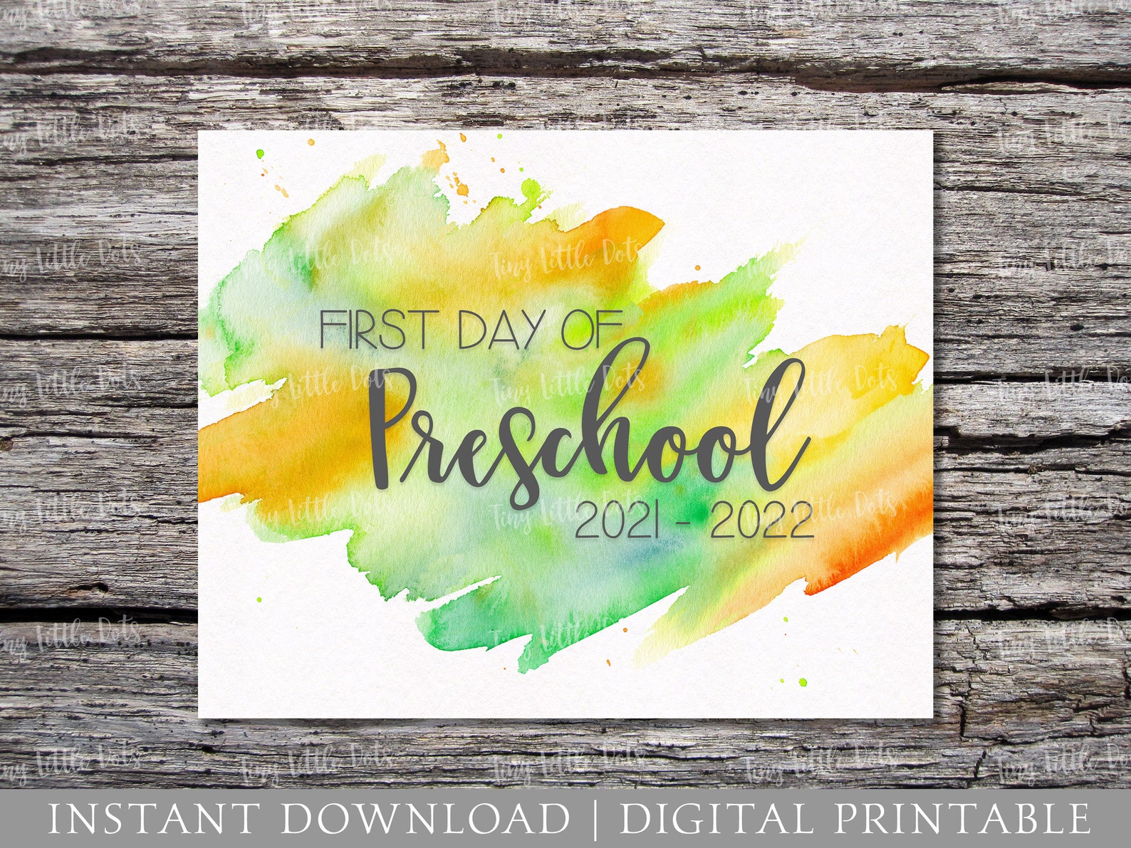 First Day of School Sign / Preschool / Watercolor / Green | Etsy