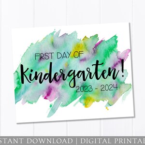 First Day of School Sign Kindergarten Watercolor First Day - Etsy