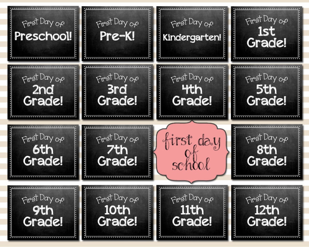 First Day of School Chalkboard Sign / Preschool Thru 12th Grade / Last ...