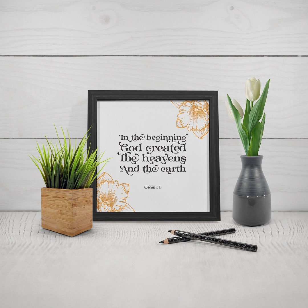 Genesis 1:1 Framed Canvas | Scripture Decor | Christian Wall Art ...
