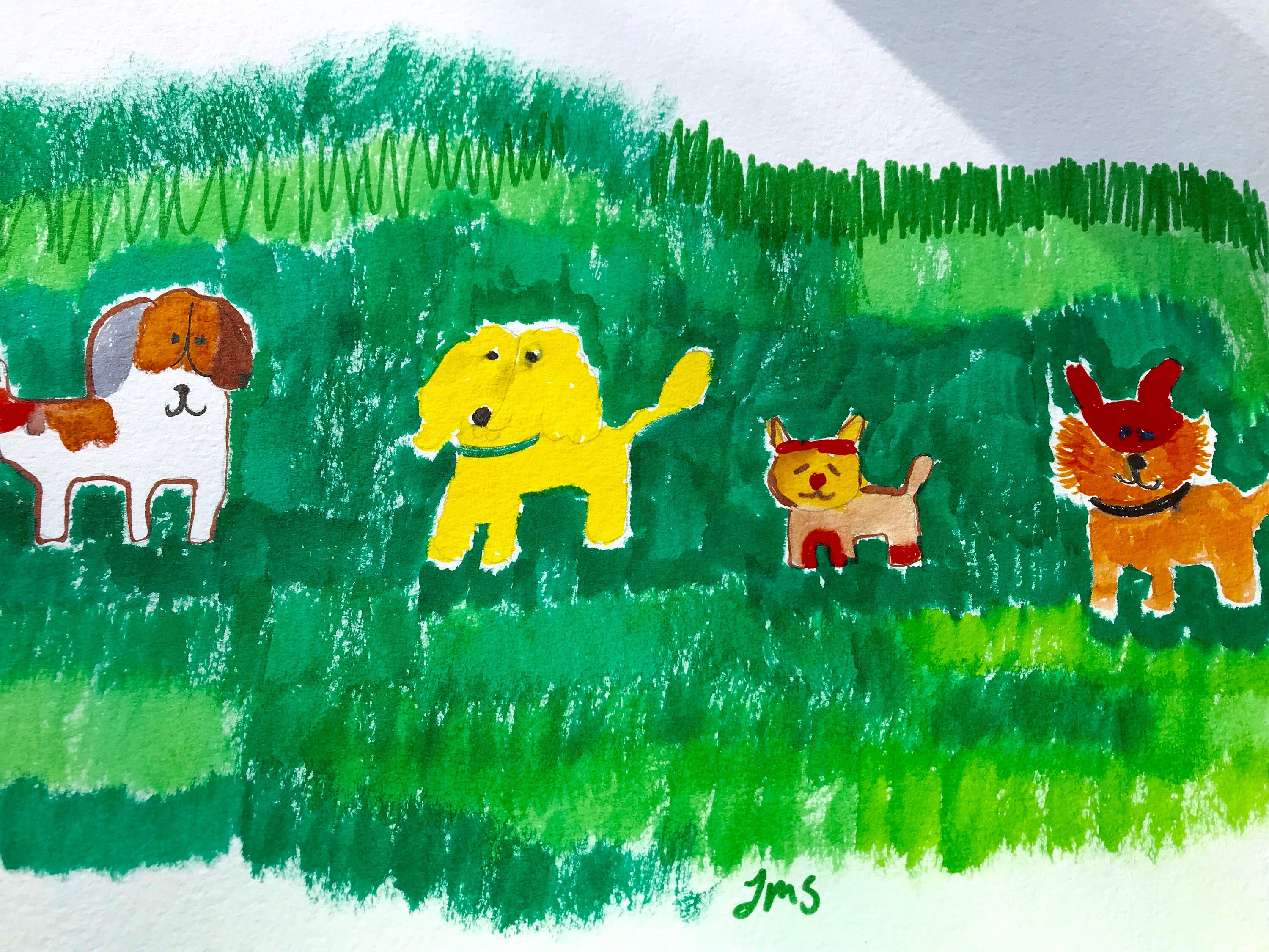 4 Dogs Playing Art Print Poster Greeting Card | Etsy