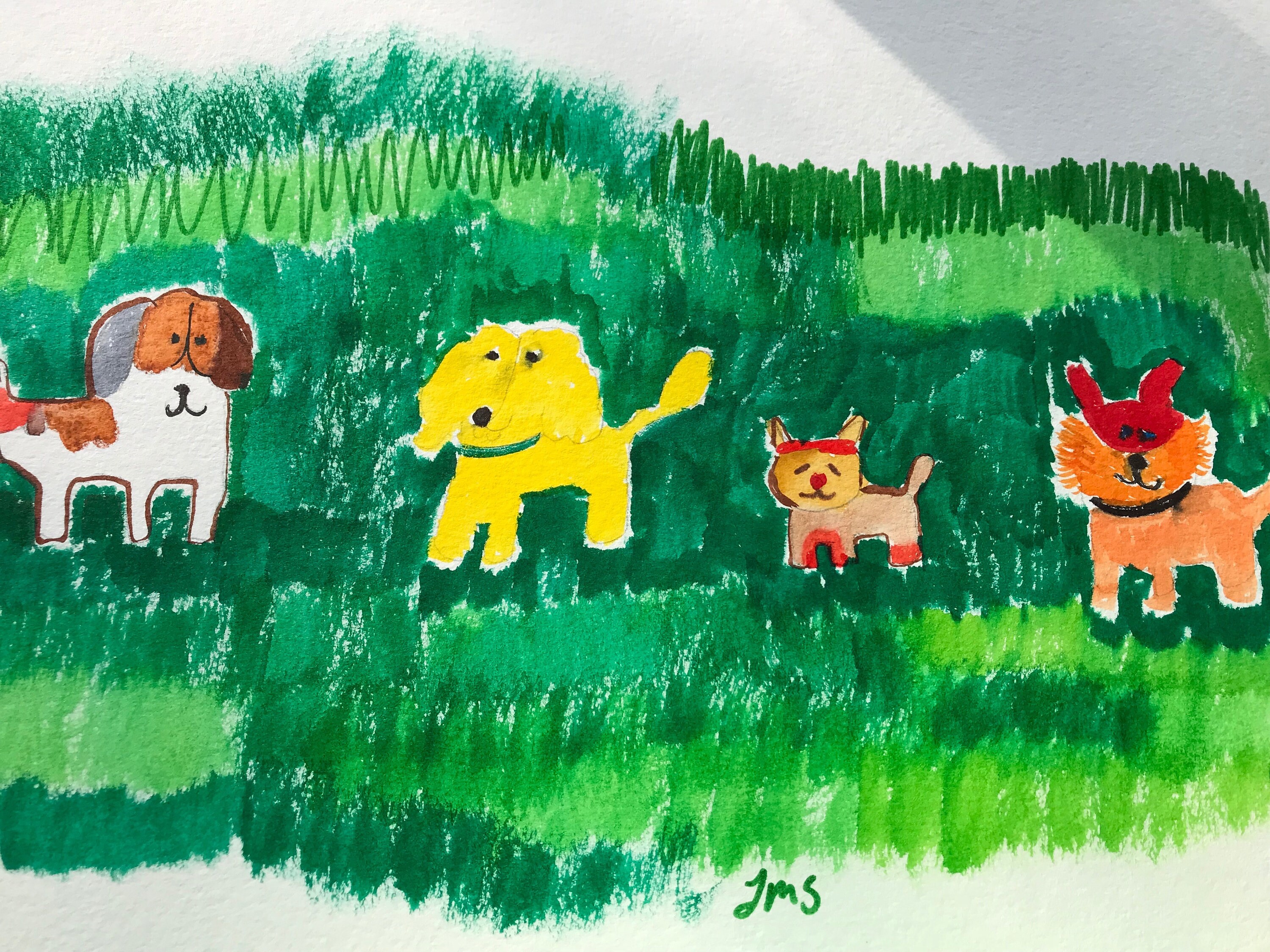 4 Dogs Playing Art Print Poster Greeting Card | Etsy