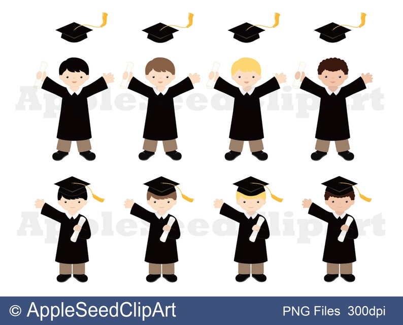 Graduation Day Digital Clip Art, Boys Graduate Digital Clip Art ...