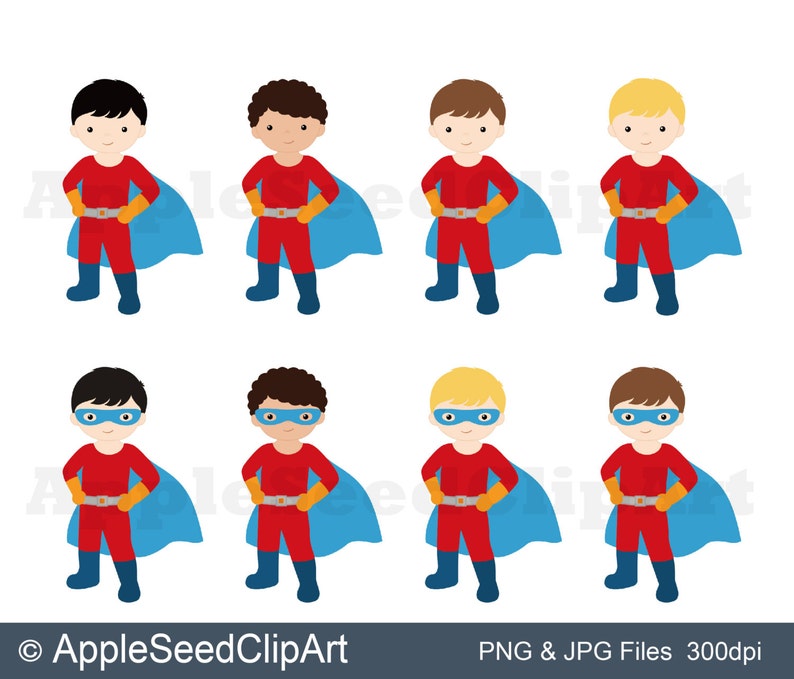 Super Boys Digital Clip Art, Instant Download, Super Hero Clipart ...
