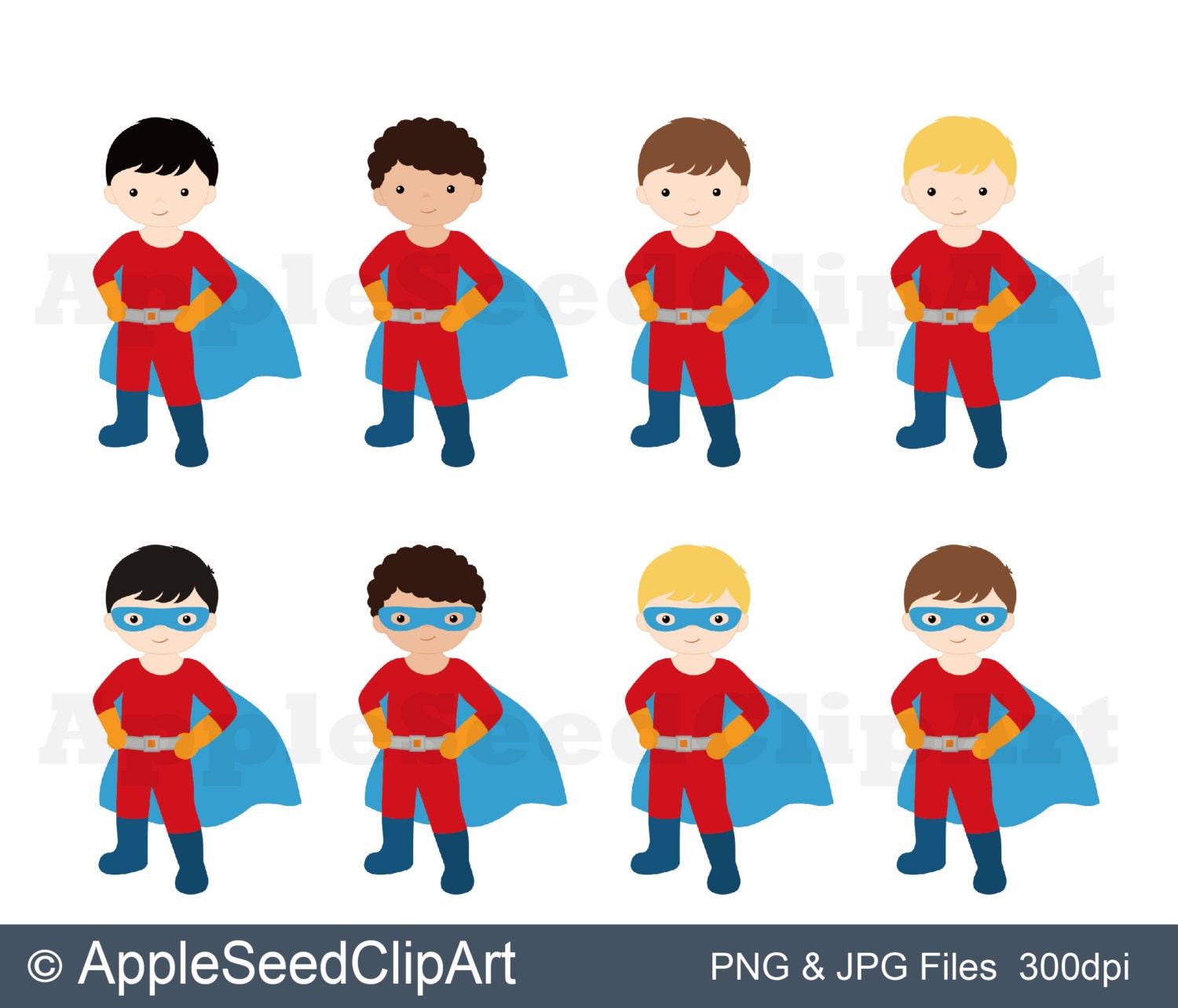 Super Boys Digital Clip Art, Instant Download, Super Hero Clipart ...