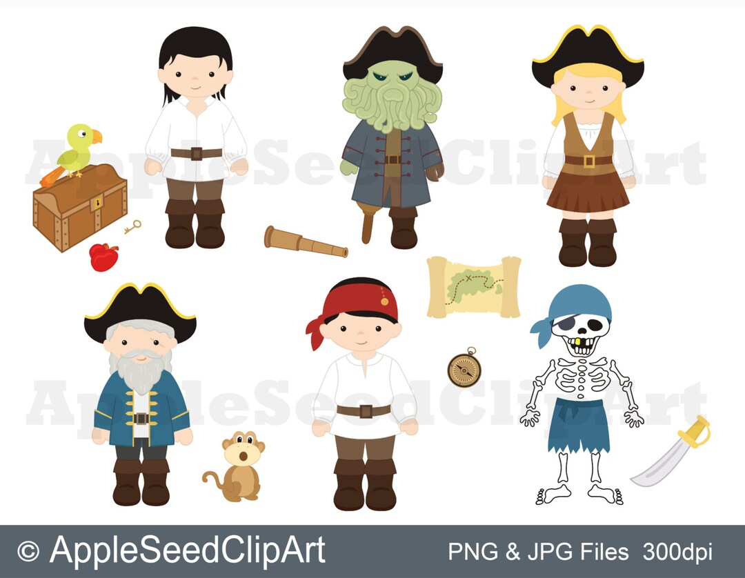 Pirates Digital Clip Art, Cute Kids Digital Clip Art, Instant Download ...