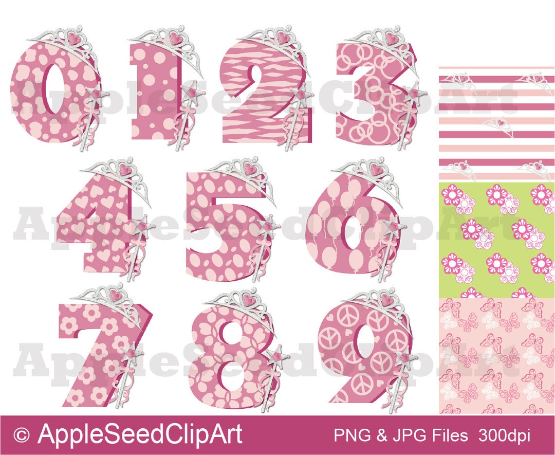 Birthday Girl Numbers Digital Clip Art, Birthday Party Digital Clip Art ...