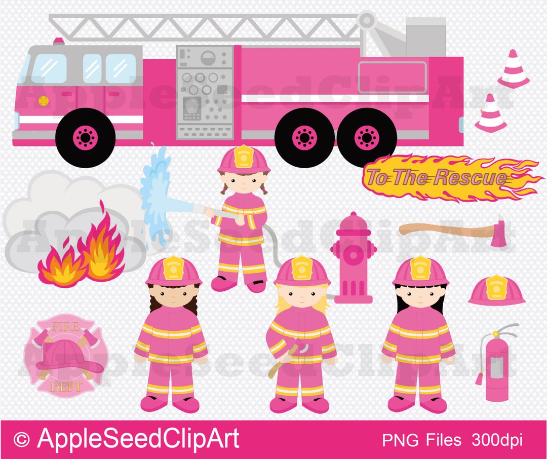 Firefighters Digital Clip Art, Fire Engine Digital Clip Art, Fire Truck ...