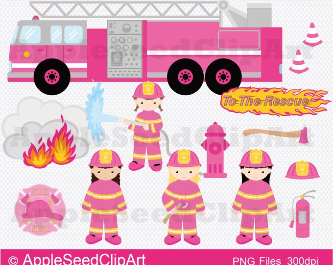 Firefighters Digital Clip Art Fire Engine Digital Clip Art - Etsy