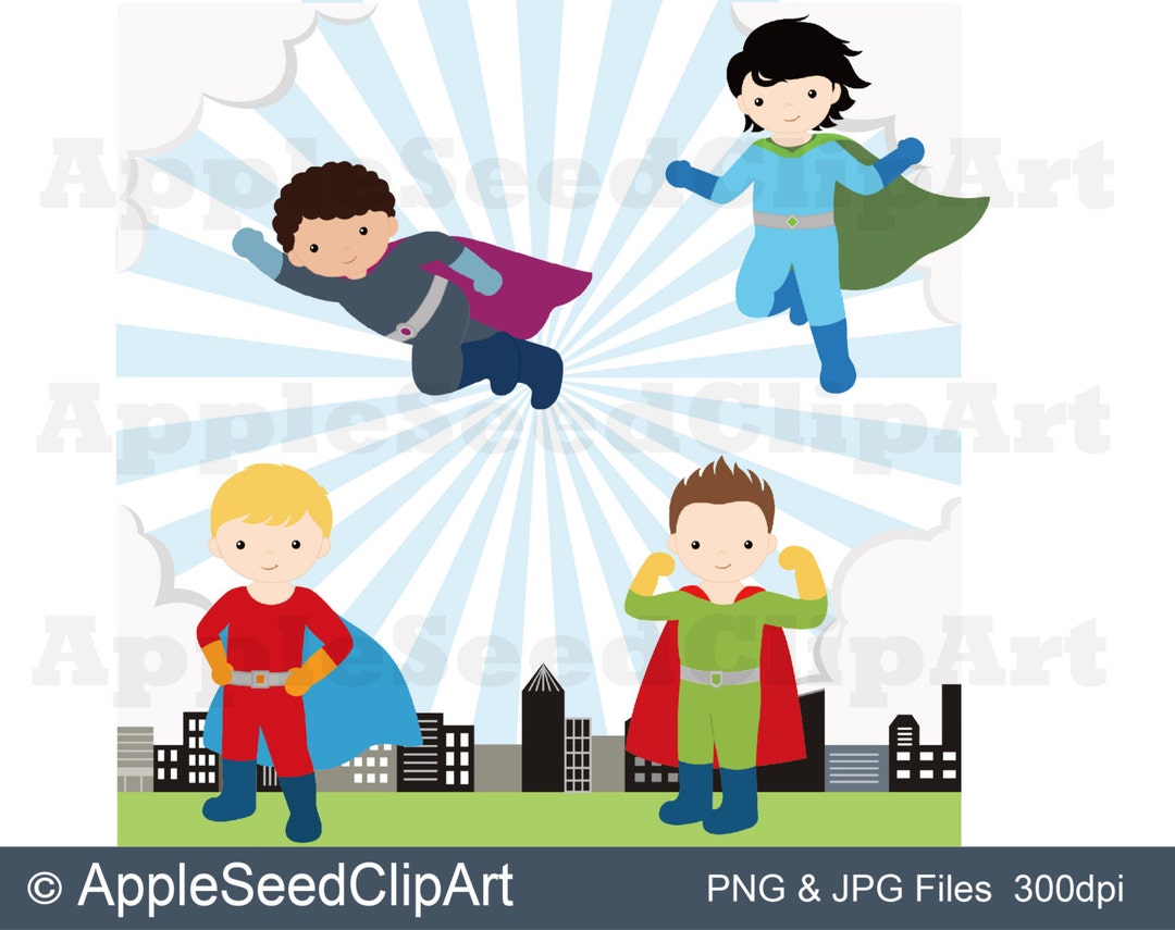 Super Boys Digital Clip Art, Instant Download, Super Hero Clipart ...