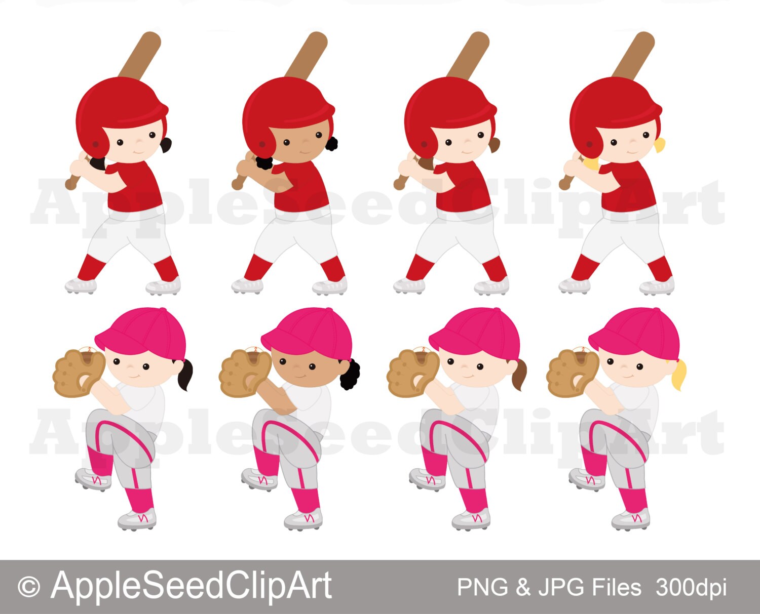 Baseball Player Digital Clip Art, Baseball Digital Clip Art, Cute ...